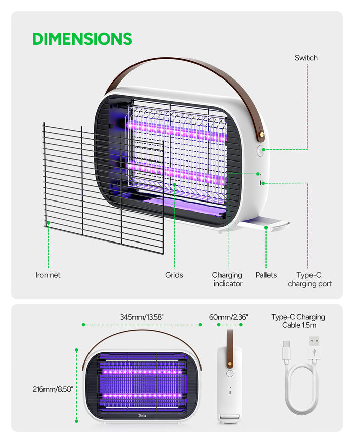 Buzbug MA015C Rechargeable LED Bug Zapper 5200mAh Battery